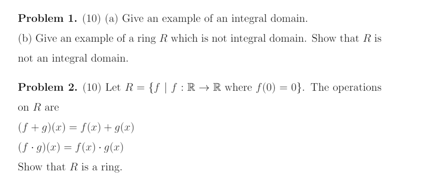 Solved Problem 1. (10) (a) Give an example of an integral | Chegg.com