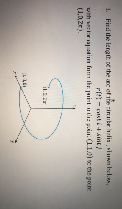 Solved 1. Find the length of the arc of the circular helix , | Chegg.com