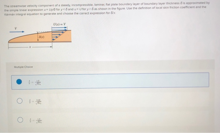 Solved The streamwise velocity component or a steady, | Chegg.com