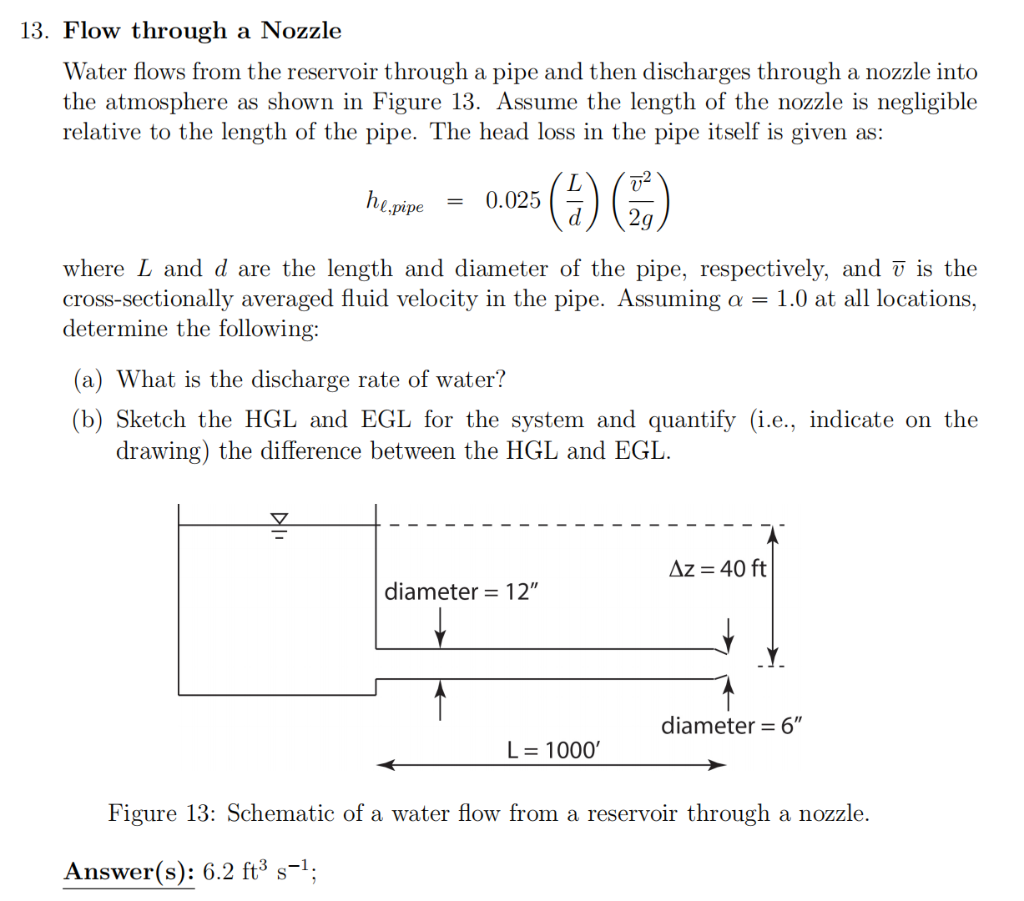 Solved 13. Flow through a Nozzle Water flows from the | Chegg.com