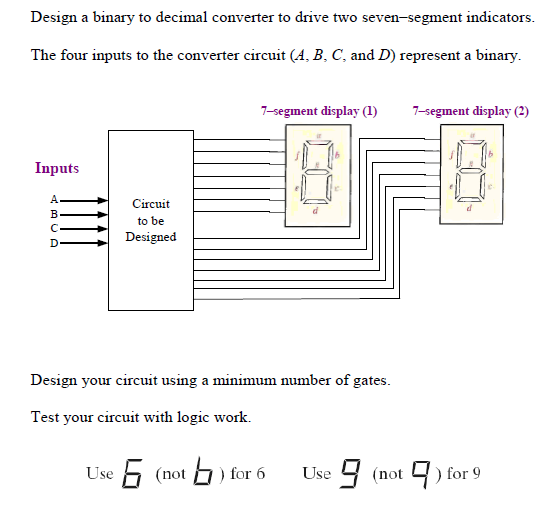 Solved Design a binary to decimal converter to drive two | Chegg.com