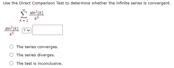 Solved Use the Direct Comparison Test to determine whether | Chegg.com