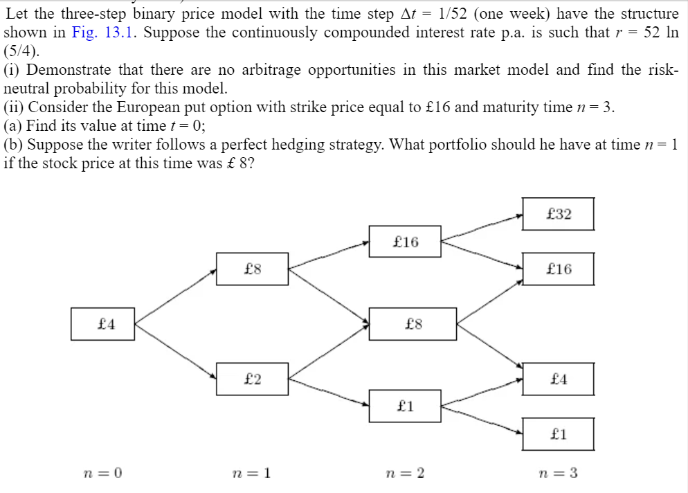 Solved Let the three-step binary price model with the time | Chegg.com