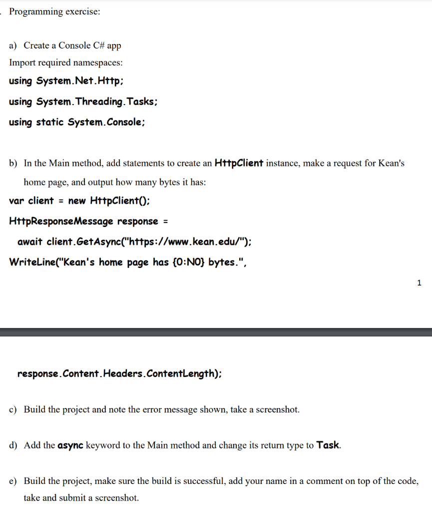 Solved Programming exercise: a) Create a Console C# app | Chegg.com