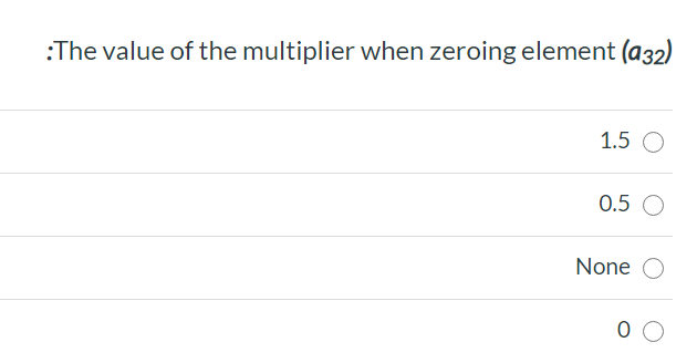 Solved :The value of the multiplier when zeroing element | Chegg.com