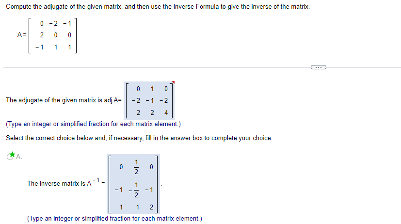 Solved Help please. Find the adjugate and the inverse matrix | Chegg.com
