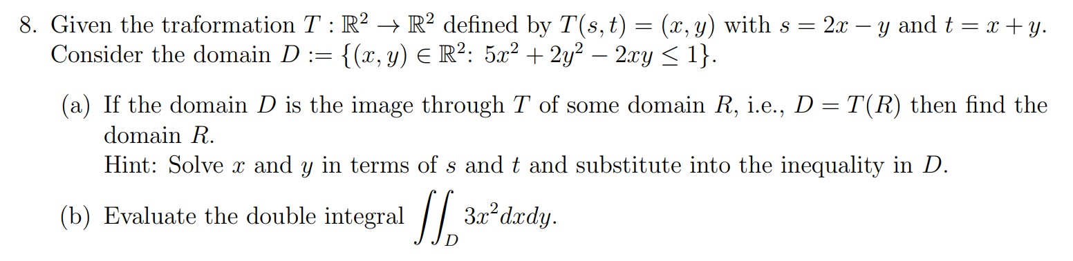 8. Given the traformation T:R2→R2 defined by | Chegg.com