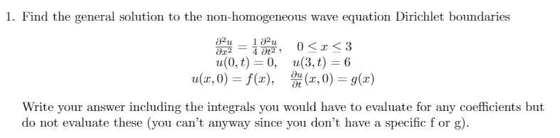Solved 1 a2u 4 at2 1. Find the general solution to the | Chegg.com