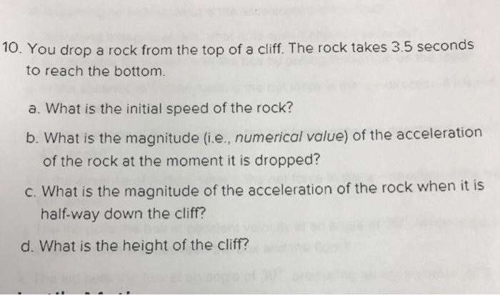 Solved Question 10.You drop a rock from the top of a clifff. | Chegg.com