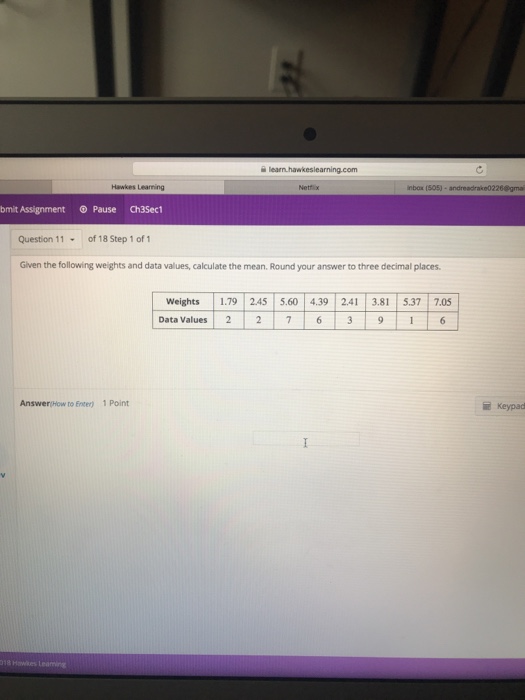 Solved Hawkes Learring nbox (505) bmit Assignment Pause | Chegg.com