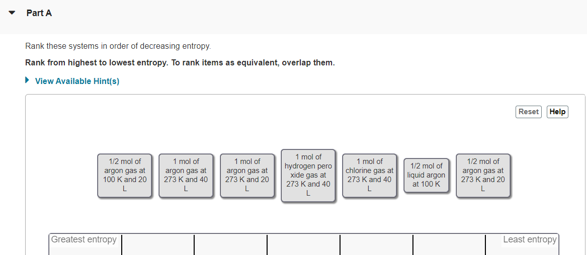 Rank These Systems In Order Of Decreasing Entropy
