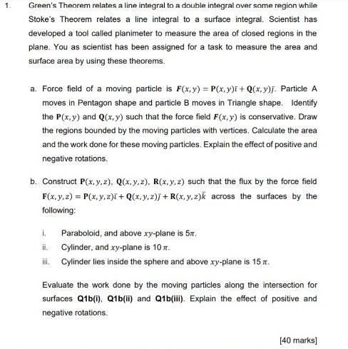 Solved 1. Green's Theorem relates a line integral to a | Chegg.com