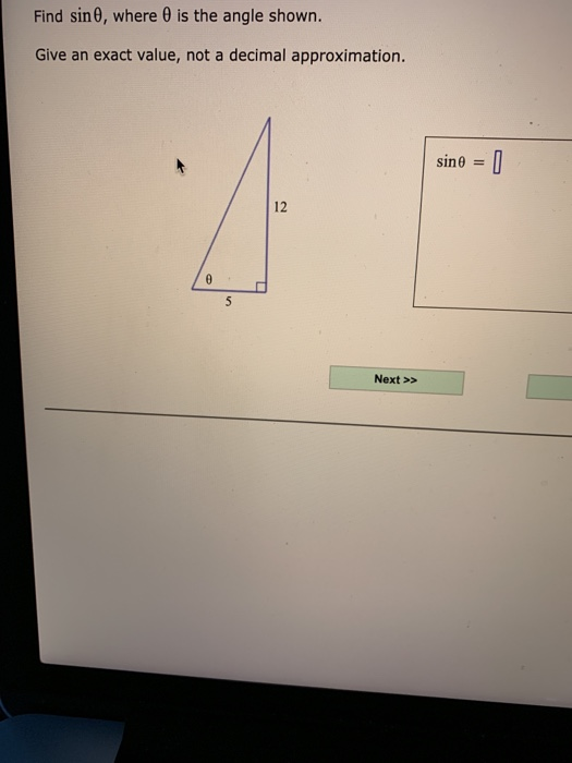 Solved Find sin, where θ is the angle shown. Give an exact | Chegg.com