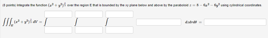 Solved Integrate the function (x2+y2)12(x2+y2)12 over | Chegg.com