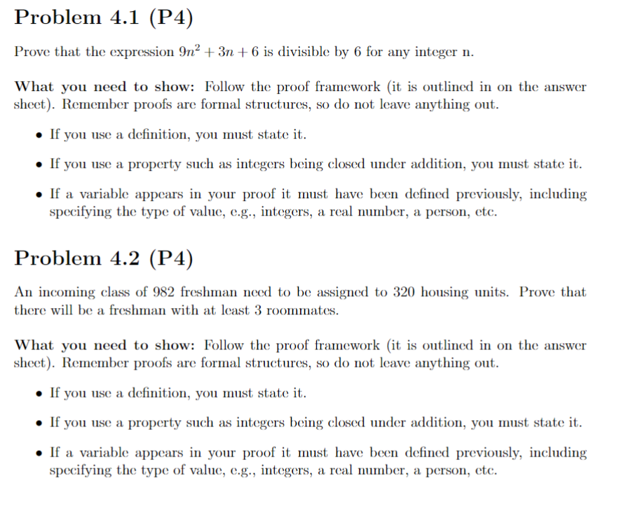 Solved Problem 4.1 (P4)Prove that the expression 9n2+3n+6 | Chegg.com
