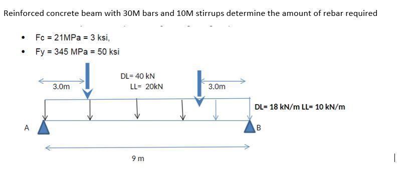 Solved Reinforced concrete beam with 30M bars and 10M | Chegg.com