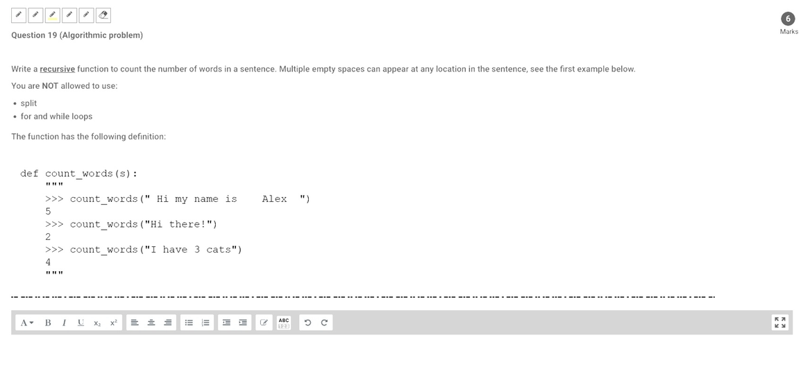 Solved Marks Question 19 (Algorithmic problem) Write a | Chegg.com