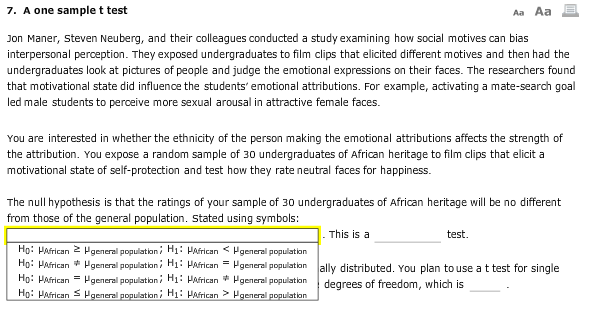 Solved 7. A one sample t test Aa Aa E Jon Maner, Steven | Chegg.com