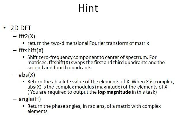 2D Discrete Fourier Transform • Task : - Plot the | Chegg.com