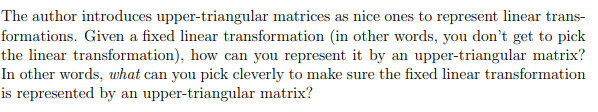 Solved The author introduces upper-triangular matrices as | Chegg.com