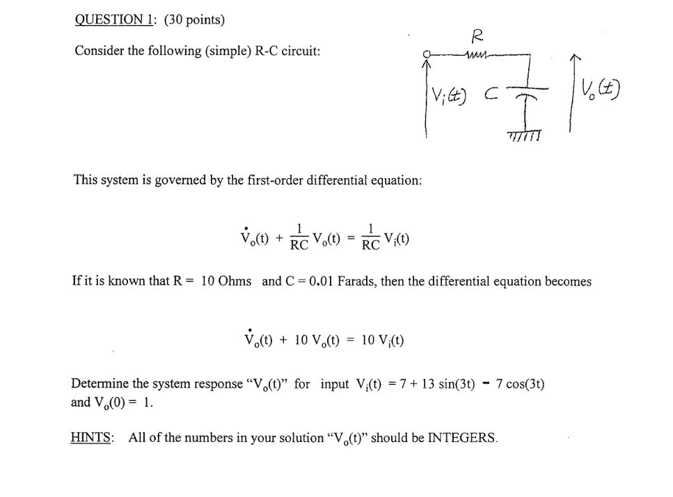 Solved QUESTION 1: (30 points) Consider the following | Chegg.com
