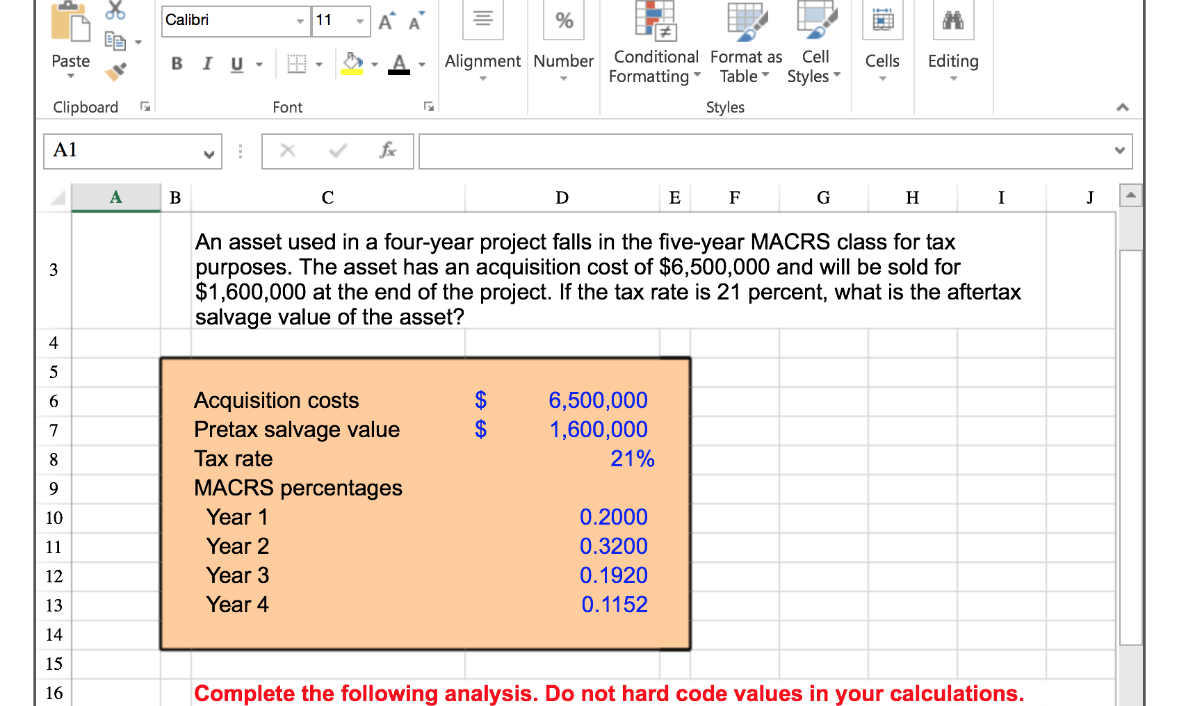 Solved Calibri 11 AA % Paste Β Ι Ο Alignment Number Cells | Chegg.com