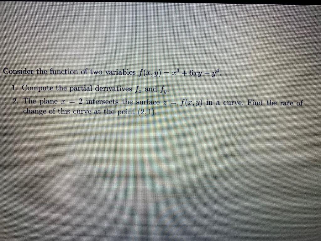Solved Consider the function of two variables f(x,y) = ?? + | Chegg.com