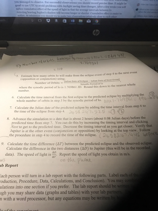 Roemer's Measurement of the Speed of Light Roemer was | Chegg.com