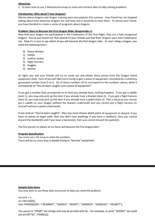 Solved Obiectives 1. To learn how to use 2 dimensional | Chegg.com