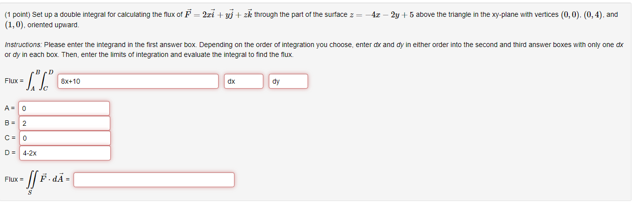Solved (1 ﻿point) ﻿Set up a double integral for calculating | Chegg.com