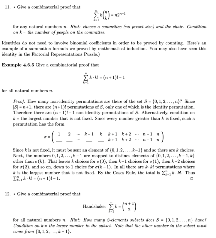 Solved 11. * Give a combinatorial proof that É-C) n2n-1 for | Chegg.com