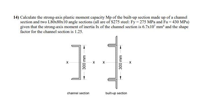 Solved 14) Calculate the strong-axis plastic moment capacity | Chegg.com