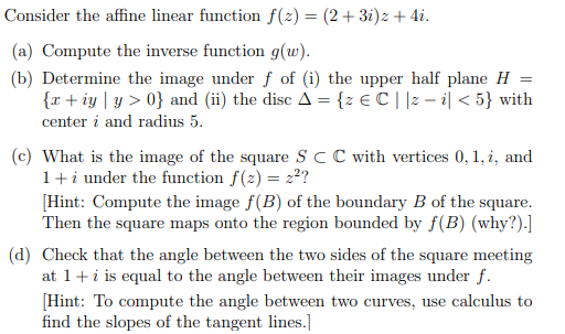 Solved Complex Analysis: part (c)(d) is not apart of (a)(b), | Chegg.com