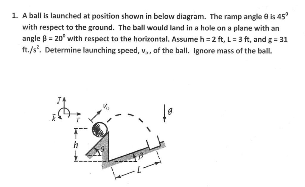 Solved 1. A ball is launched at position shown in below | Chegg.com