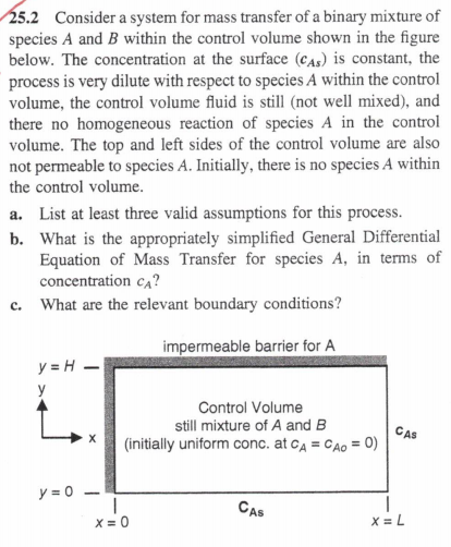 Solved 25.2 Consider a system for mass transfer of a binary | Chegg.com