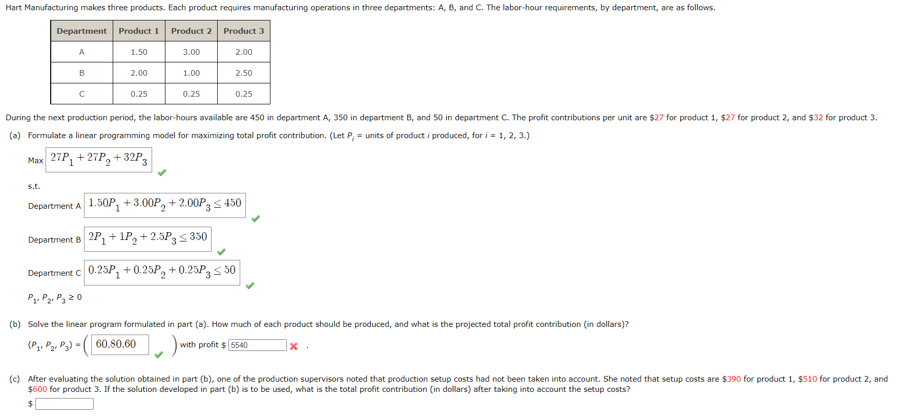 Solved (a) Formulate a linear programming model for | Chegg.com