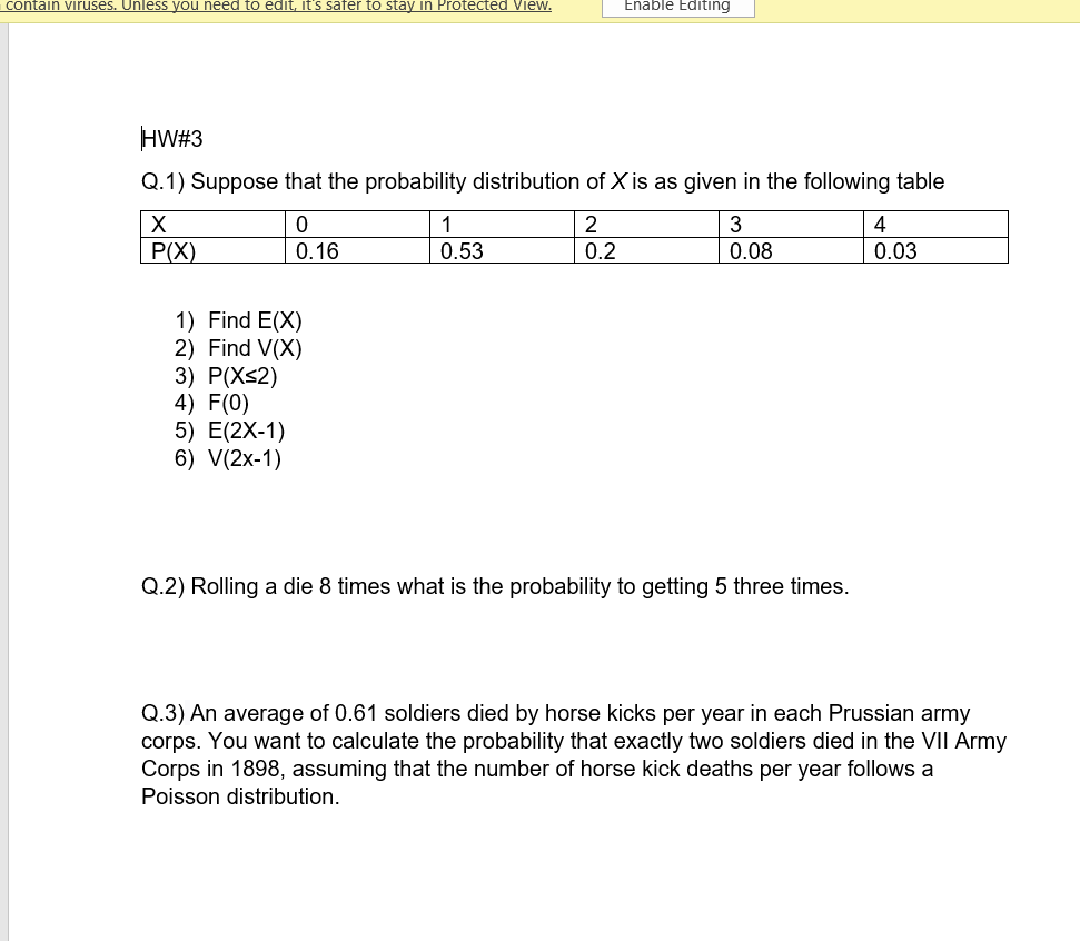 Q.1) Suppose that the probability distribution of X | Chegg.com