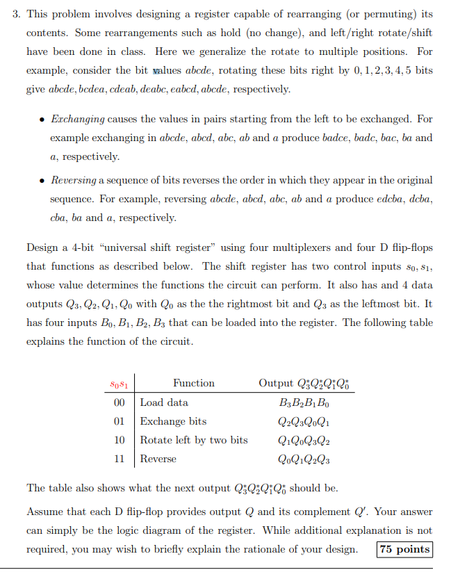 Solved 3. This problem involves designing a register capable | Chegg.com