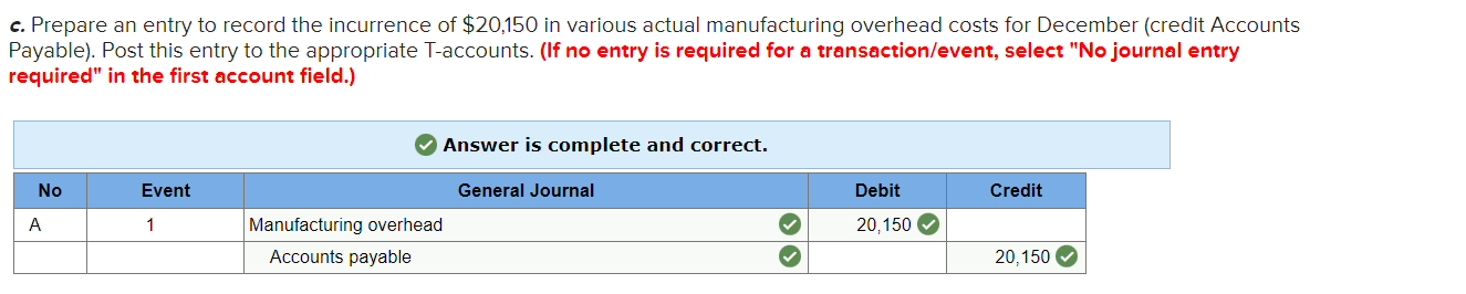 Solved c. Prepare an entry to record the incurrence of | Chegg.com