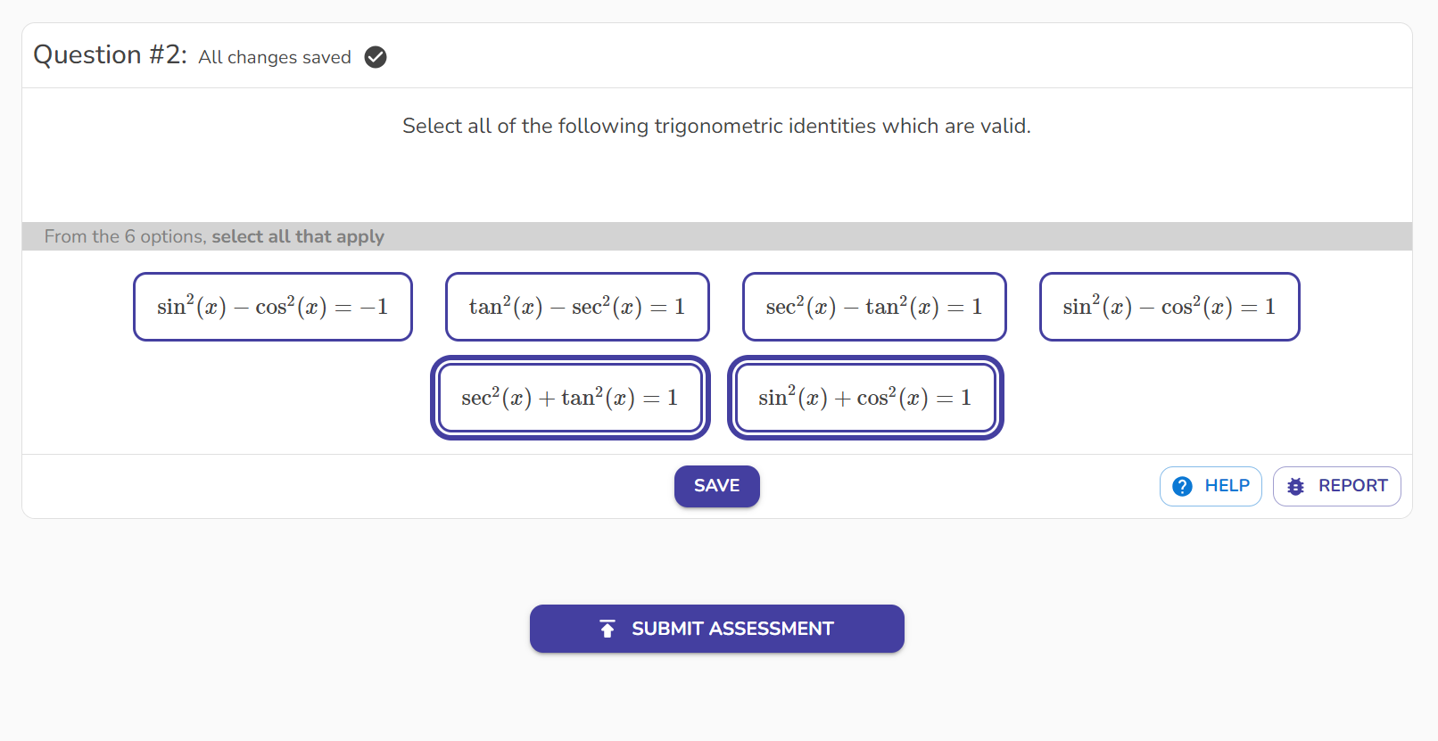 Solved Question #2: All changes savedSelect all of the | Chegg.com