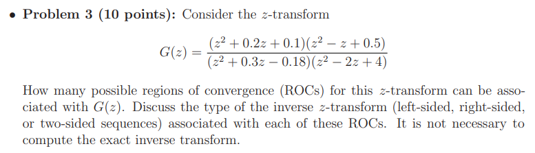 Solved Problem 3 (10 ﻿points): Consider the | Chegg.com