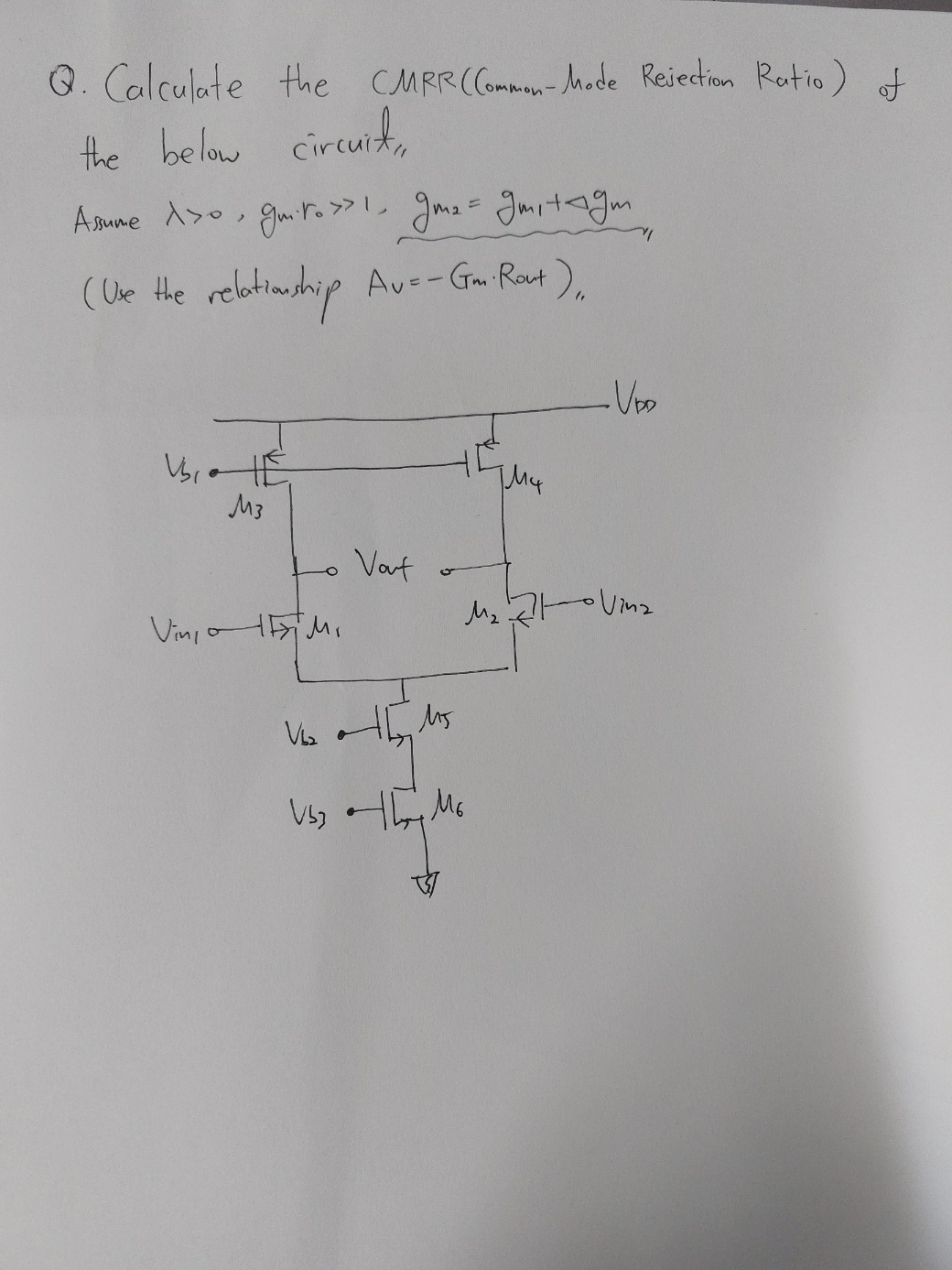 Solved Question ) Cauculate the CMRR(Common-mode Rejection | Chegg.com