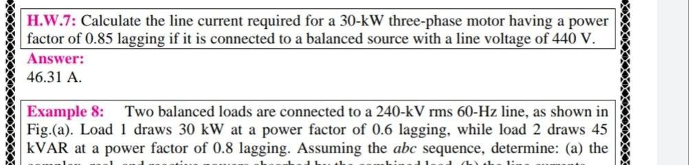 Solved H.W.7: Calculate the line current required for a | Chegg.com