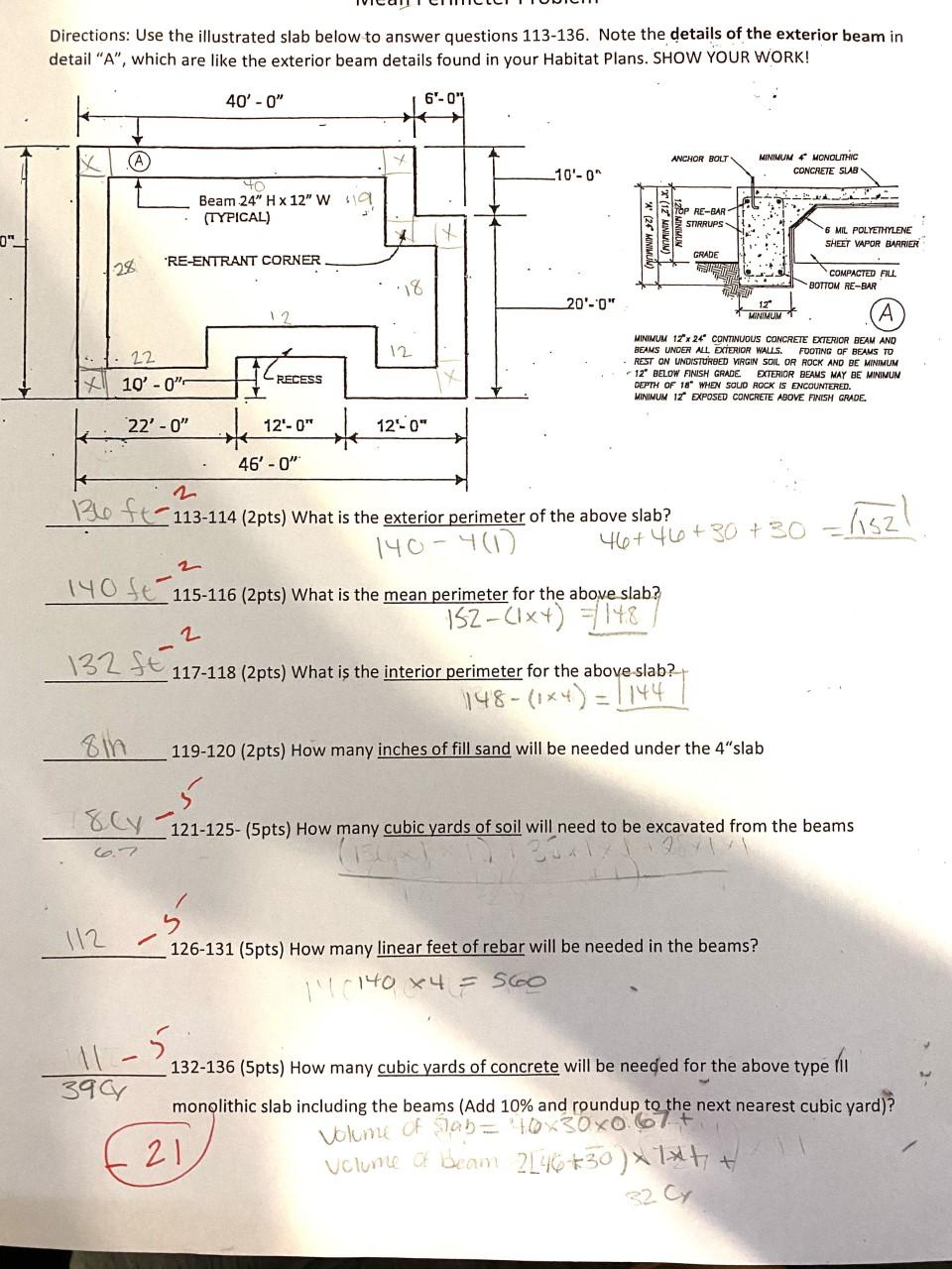Solved Directions: Use the illustrated slab below to answer | Chegg.com