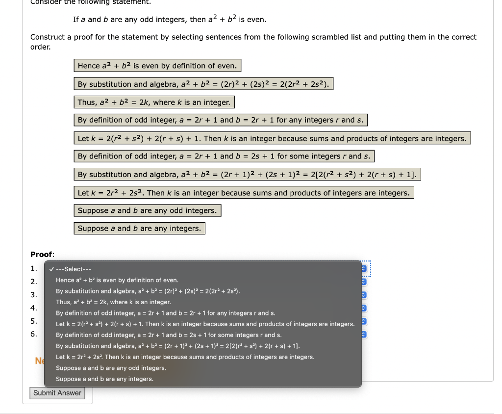 Solved If a and b are any odd integers, then a2+b2 is even. | Chegg.com