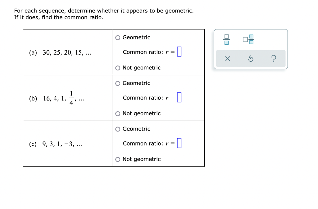 Solved For each sequence, determine whether it appears to be | Chegg.com