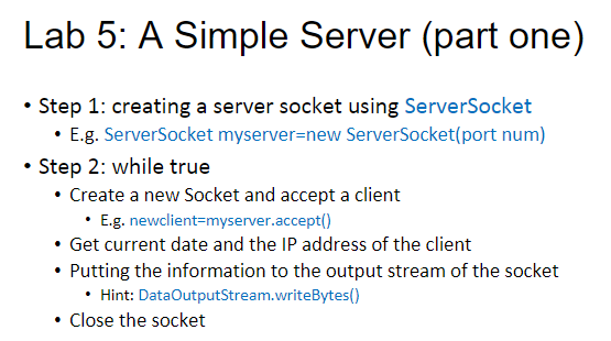 Lab 5: A Simple Server (part one) Building a simple | Chegg.com
