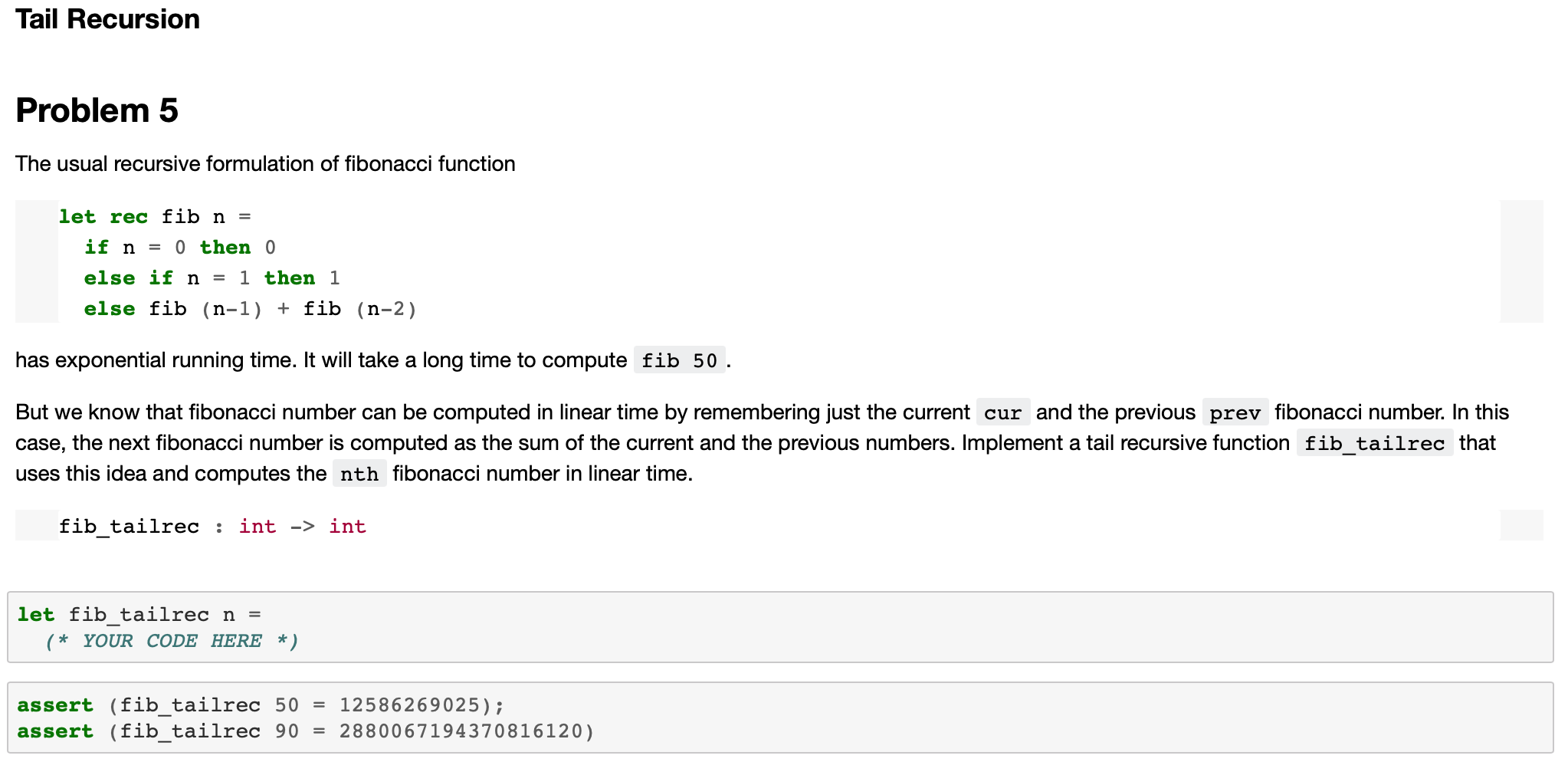 Solved Problem 5 The usual recursive formulation of | Chegg.com