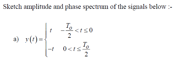 Solved Sketch amplitude and phase spectrum of the signals | Chegg.com