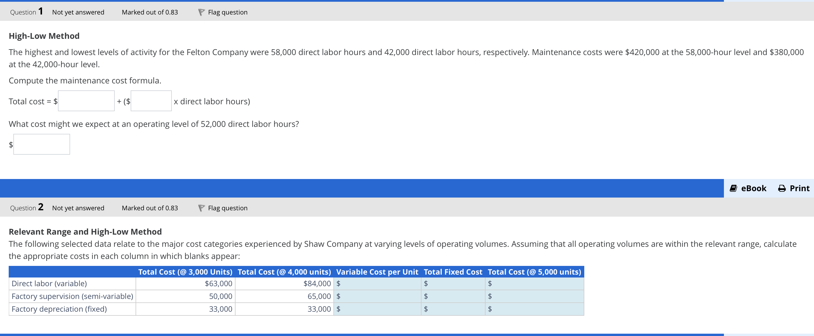 Solved at the 42,000-hour level. Compute the maintenance | Chegg.com